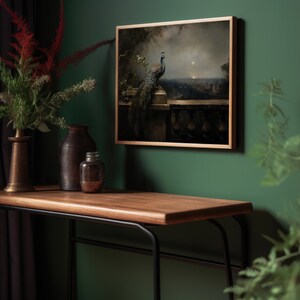 Peacock Moonlight | Dark Academia, Goth Cottagecore Wall Art, Victorian ...