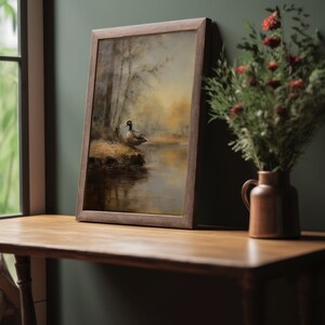 Duck Lake | Trees Landscape, Moody Wall Art, Farmhouse Decor, Vintage ...