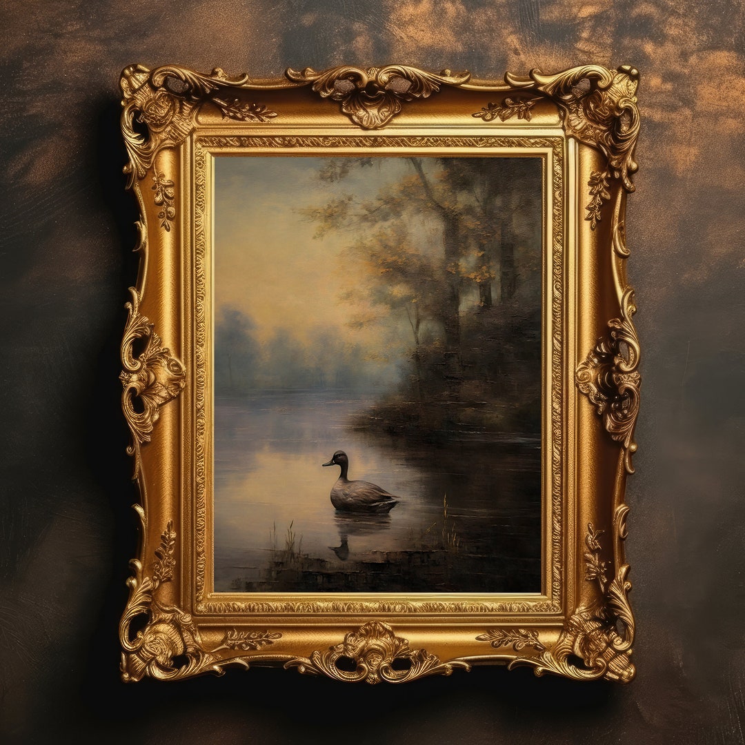 Duck Lake Trees Landscape | Moody Wall Art, Dark Nature Scenery ...