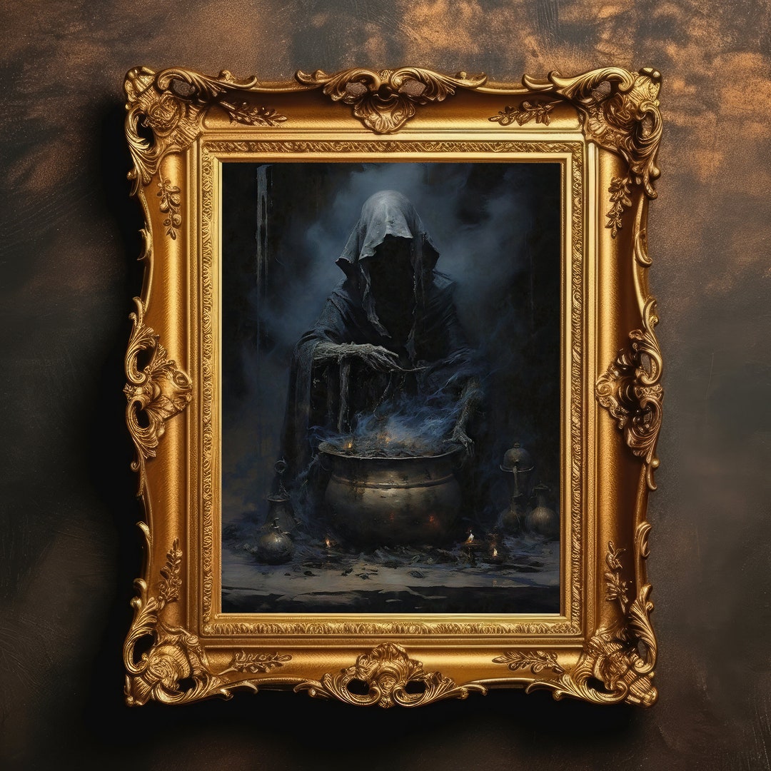 Witch Cauldron Ritual | Halloween Decor, Dark Academia, Witch Painting ...