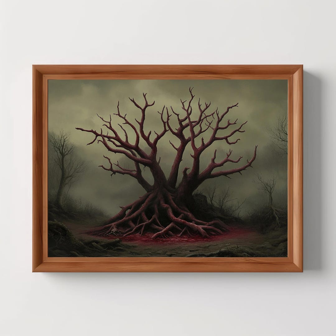 Skeletal Tree Painting | Gothic Horror Landscape, Macabre Wall Art ...