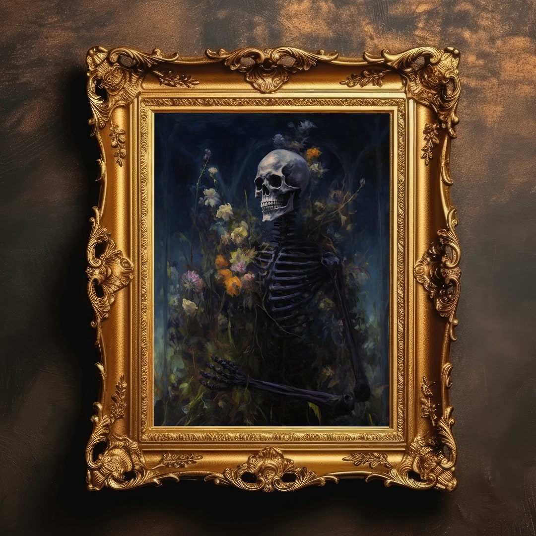 Botanical Skeleton | Dark Academia, Skull Wall Art, Floral Goth Decor ...