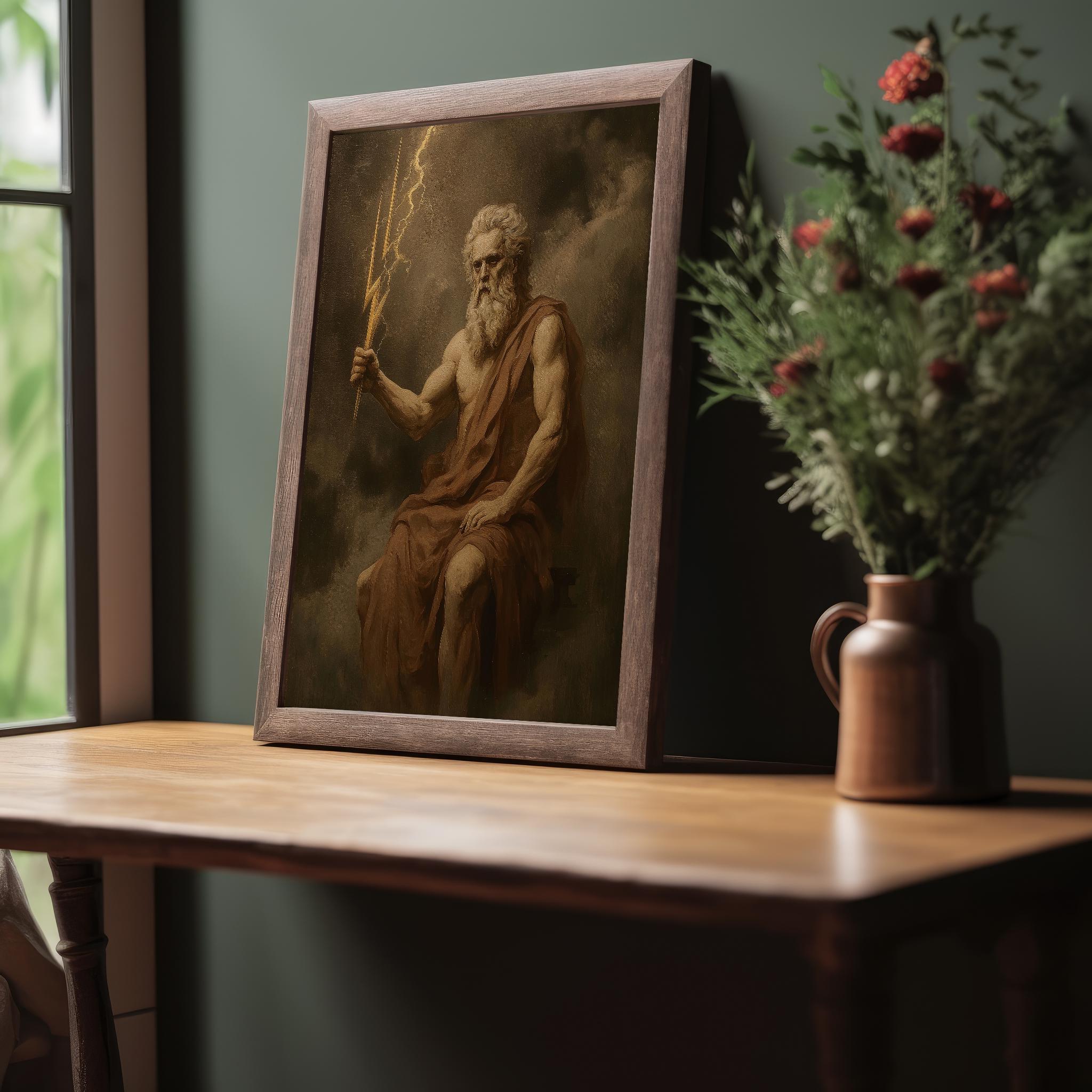 Vintage Zeus Thunderbolt Art | Greek Mythology PRINTABLE God Wall Art ...