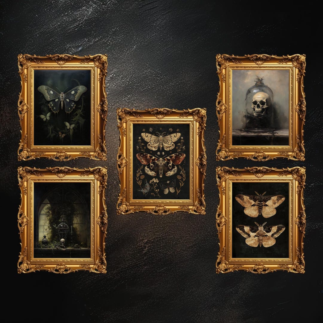 Set of 5 Dark Academia Prints | Vintage Gallery Wall Set, Gothic Home ...