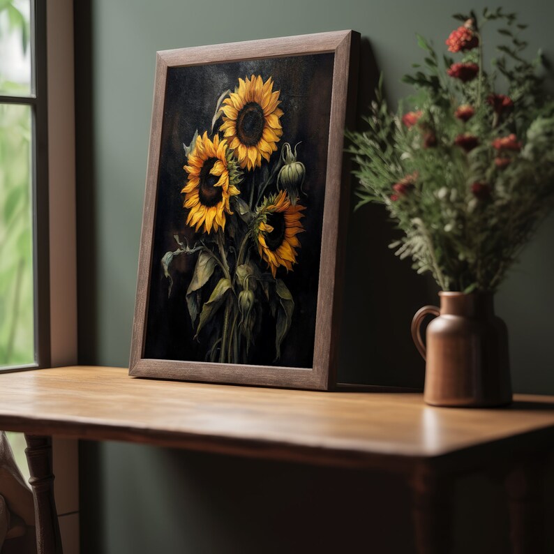 Gothic Sunflowers | Dark Academia, Antique Painting, Vintage Art, Dark ...