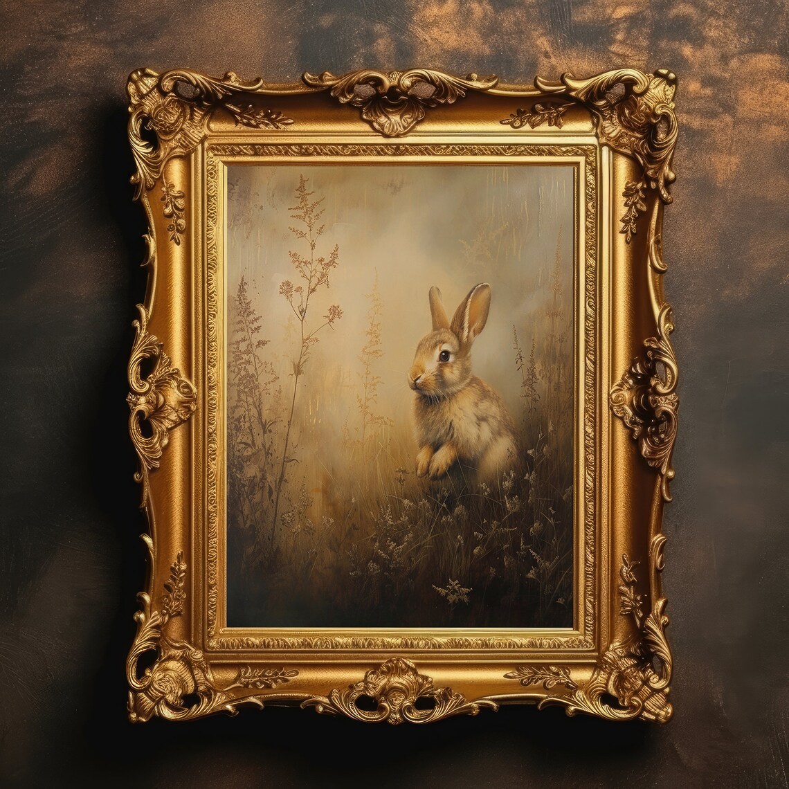 Rabbit in Grass Vintage Aesthetic, Easter Wall Art, Dark Academia ...