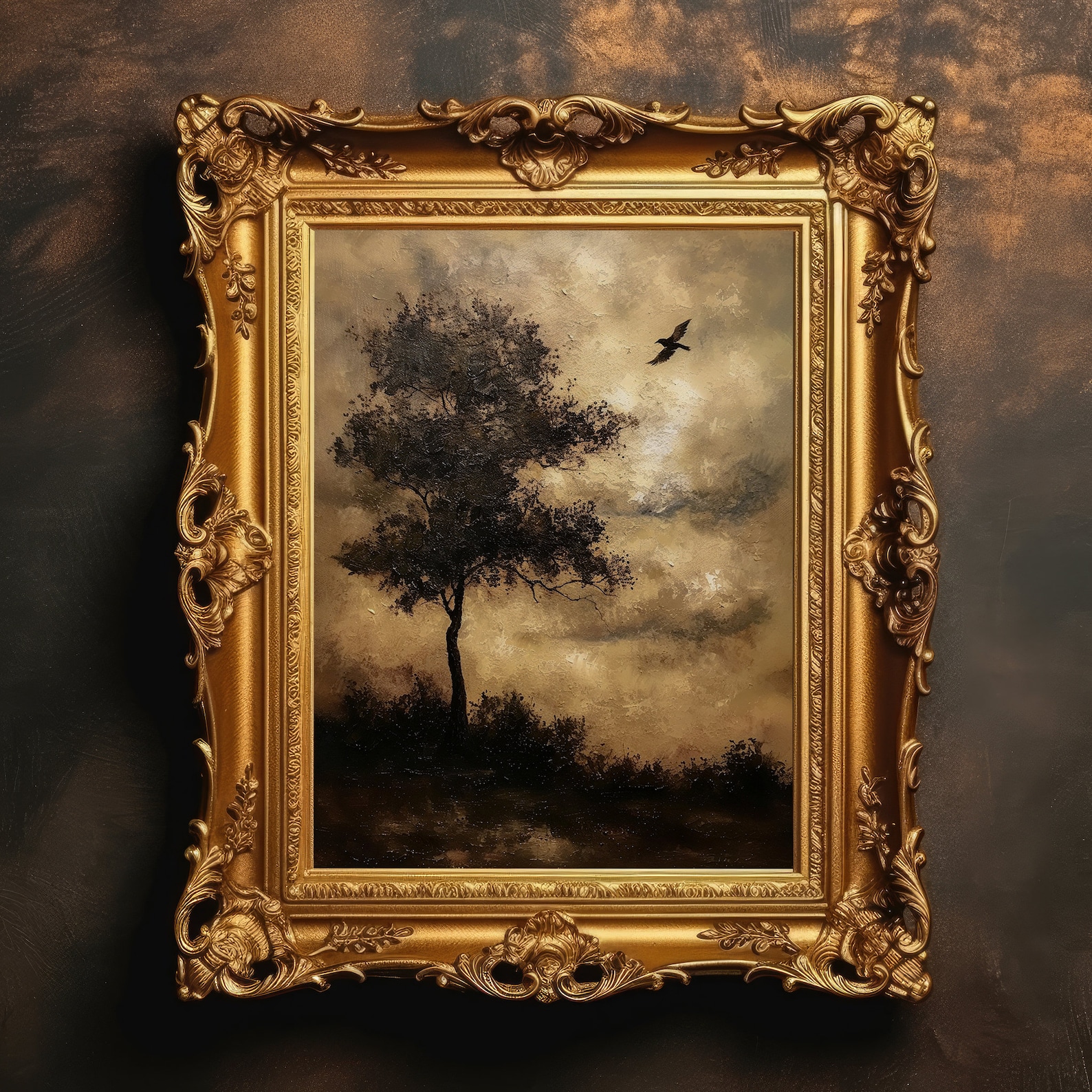 Gothic Tree Painting Dark Oil Painting, Moody Wall Art, Dark ...