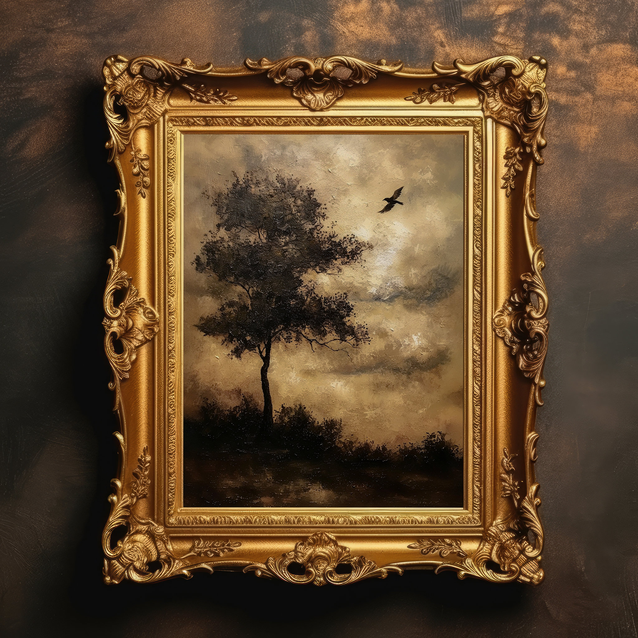 Gothic Tree Painting Dark Oil Painting, Moody Wall Art, Dark ...