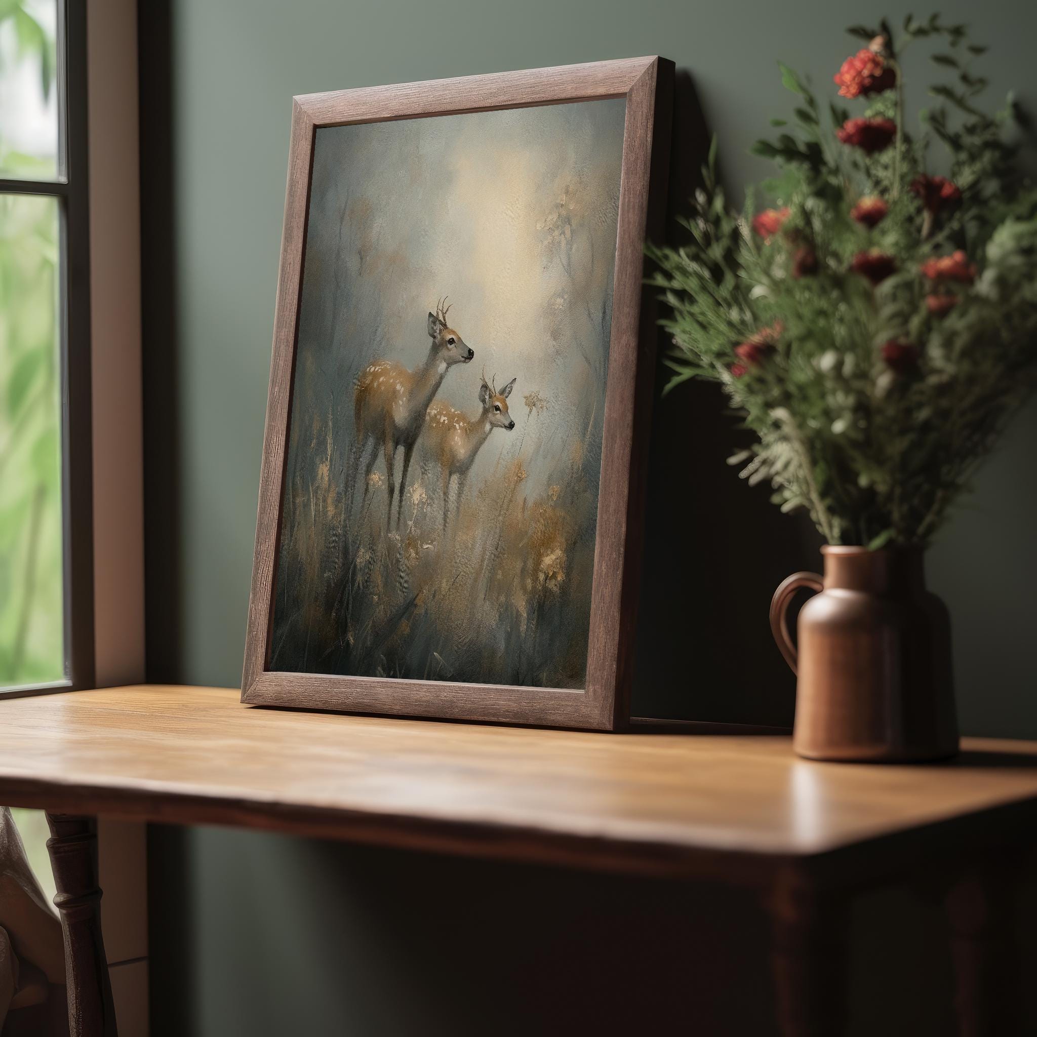 Whitetail Deer Art | Rustic Home Decor, Original Wildlife Painting ...