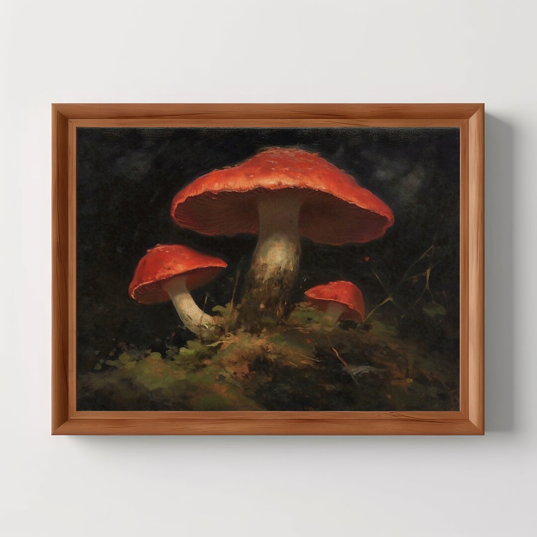 Red Mushrooms | Dark Cottagecore Print, Witchy Wall Art, Goblincore ...