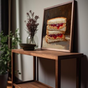 Peanut Butter Jelly Sandwich | Vintage Oil Painting, PB&J Art Print ...