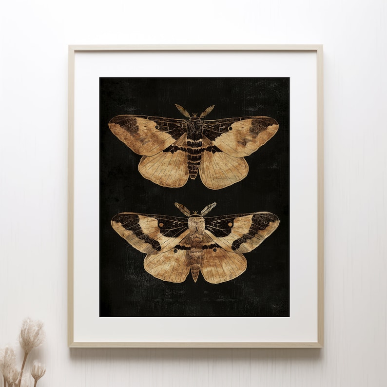 Rustic Moths | Dark Academia Print, Vintage Aesthetic, Moody Wall Art ...