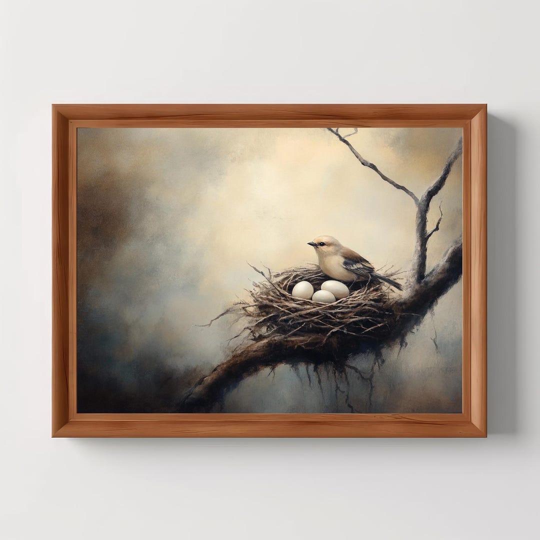 Serene Bird's Nest Painting | Minimalist Nature Art, Neutral Home Decor ...