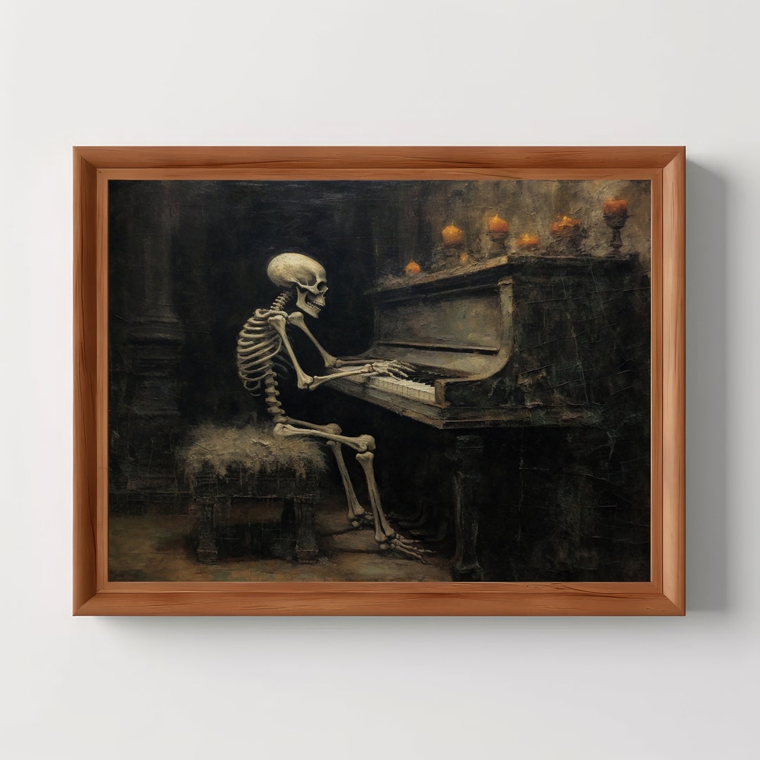 Skeleton Piano | Dark Academia Prints, Halloween Prints, Gothic Wall ...