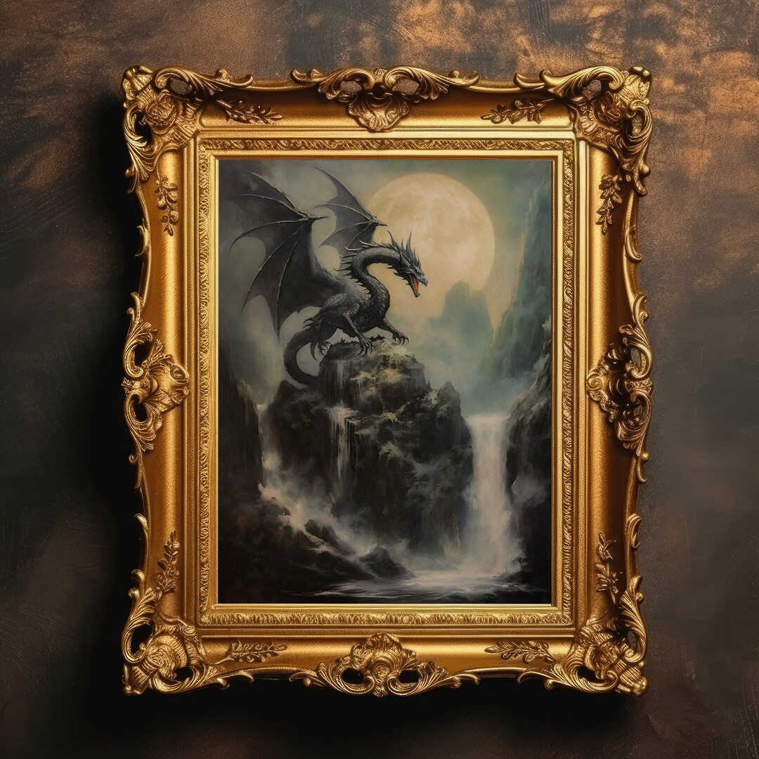 Dragon | DND Wall Art, Fantasy Oil Painting, Dark Moody Printable, Game ...