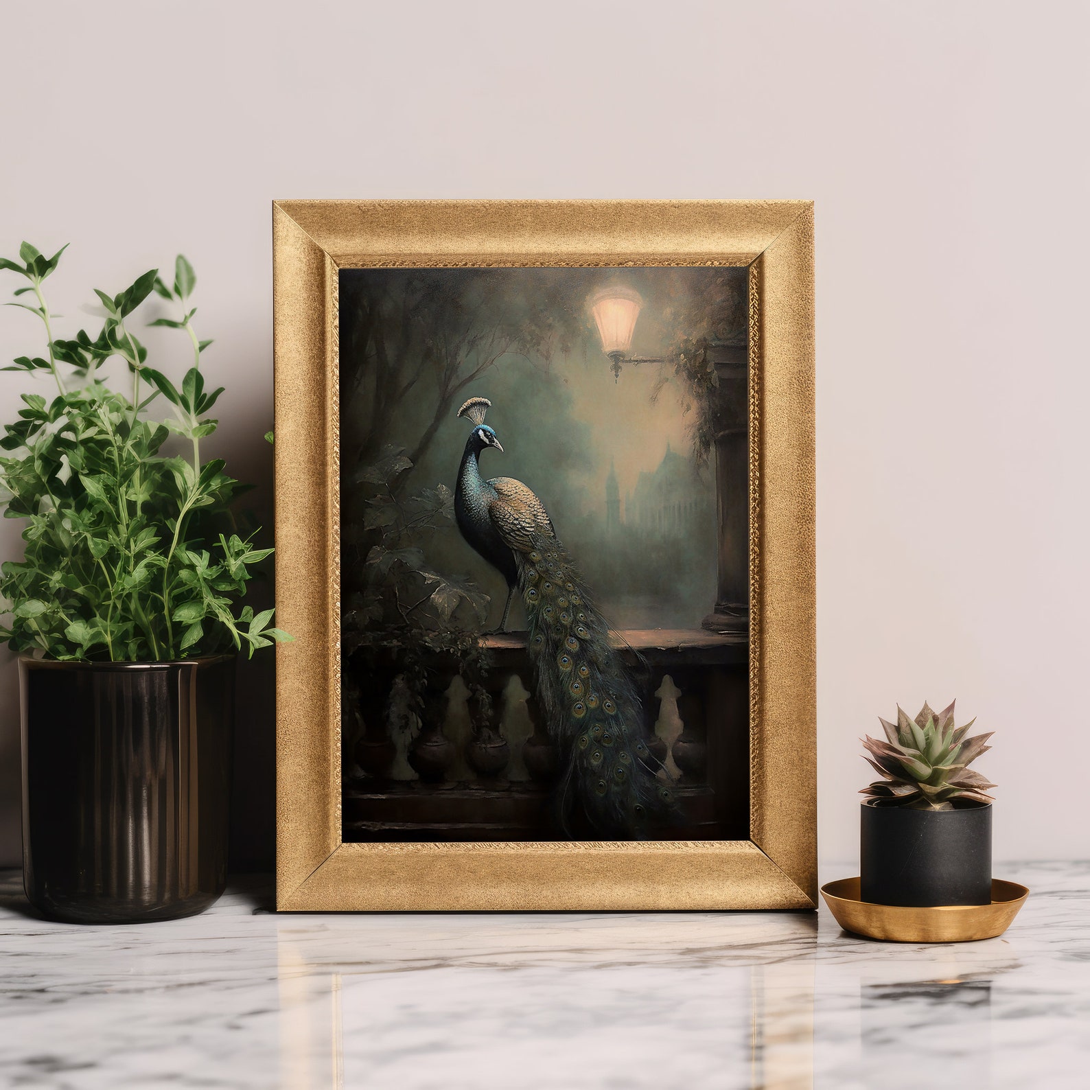 Peacock on Balcony | Dark Academia Decor, Goth Cottagecore Wall Art ...