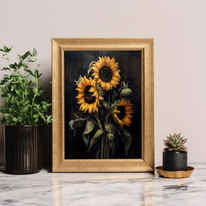 Gothic Sunflowers | Dark Academia, Antique Painting, Vintage Art, Dark ...