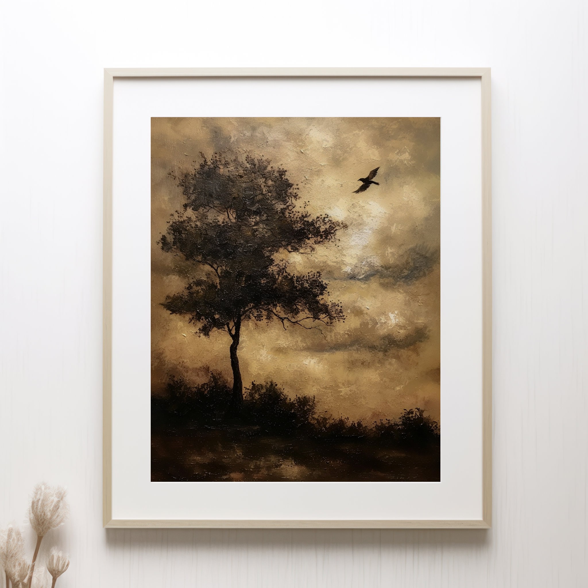 Gothic Tree Painting Dark Oil Painting, Moody Wall Art, Dark ...