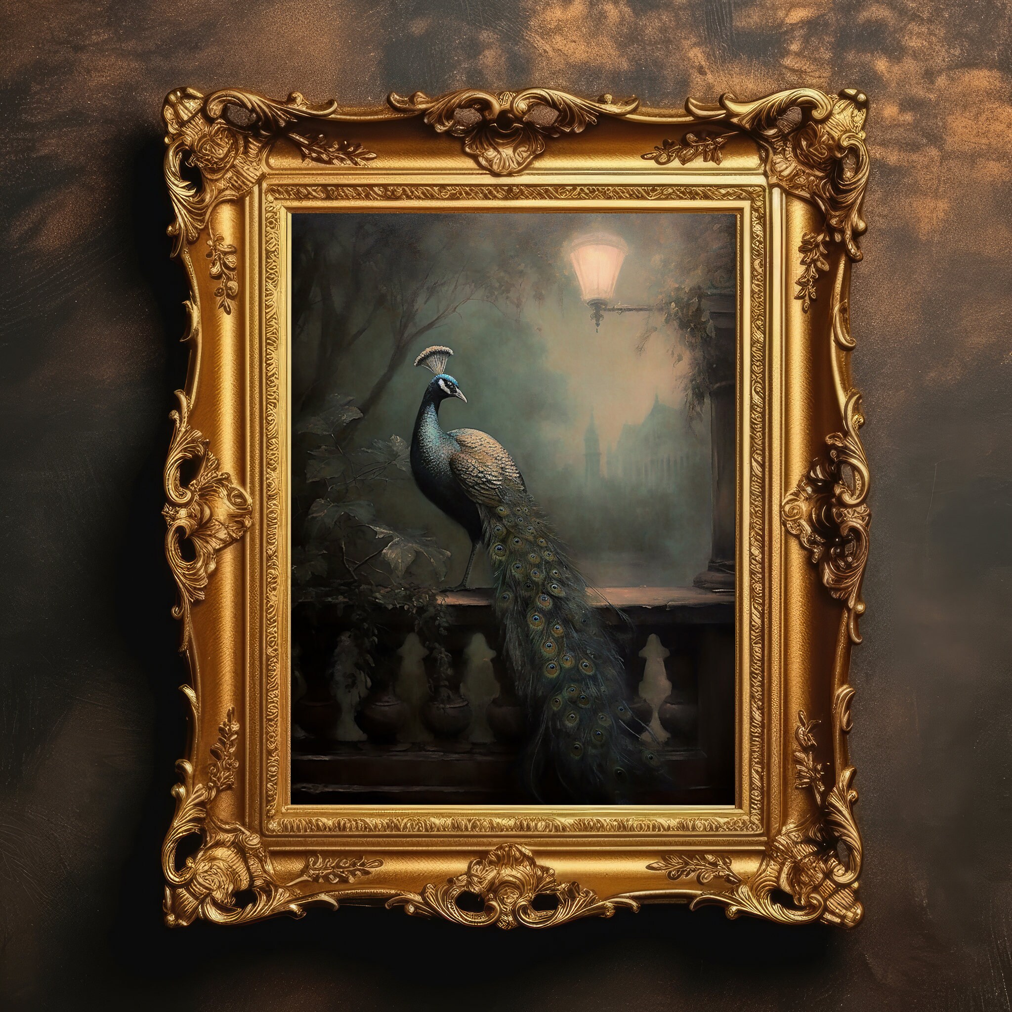 Peacock on Balcony | Dark Academia Decor, Goth Cottagecore Wall Art ...