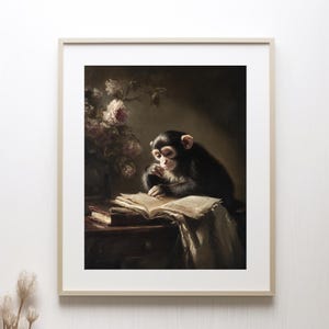 The Scholar Monkey | Dark Academia Art, Vintage Animal Painting ...
