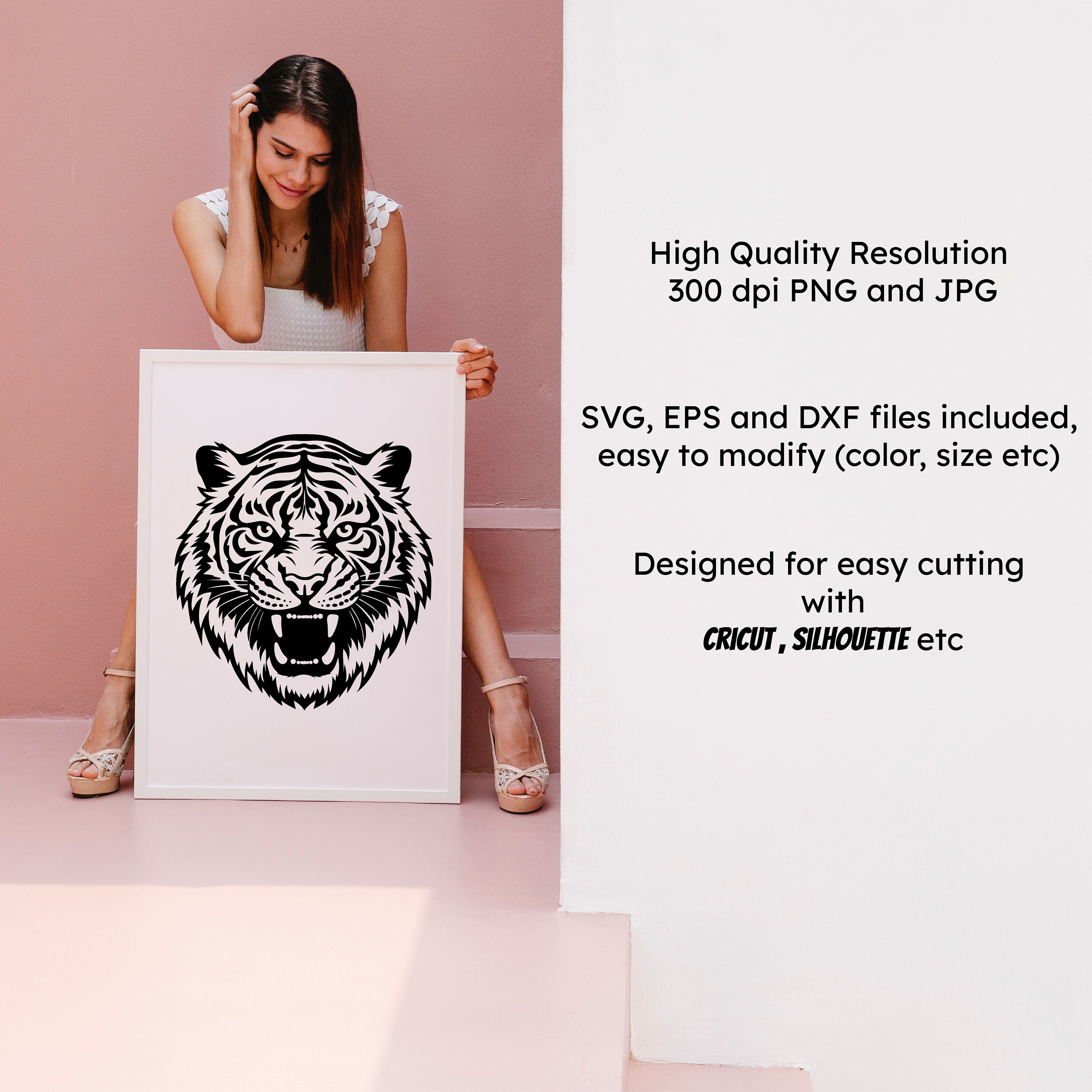 Tiger SVG File for Vinyl, Tiger Head PNG for Cricut, Silhouette Cutting ...