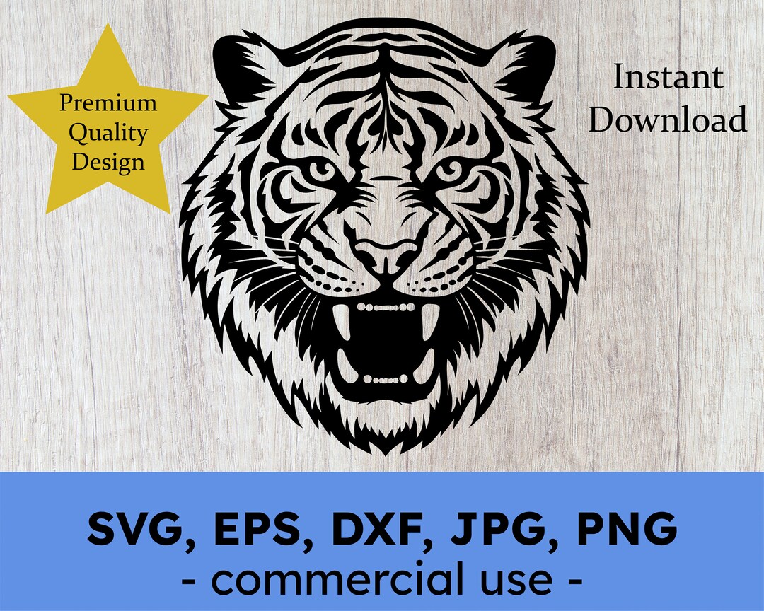 Tiger SVG File for Vinyl, Tiger Head PNG for Cricut, Silhouette Cutting ...