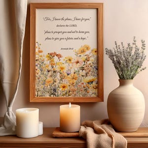 Jeremiah 29:11 Bible Verse Wall Art – Floral Scripture Print Christian ...