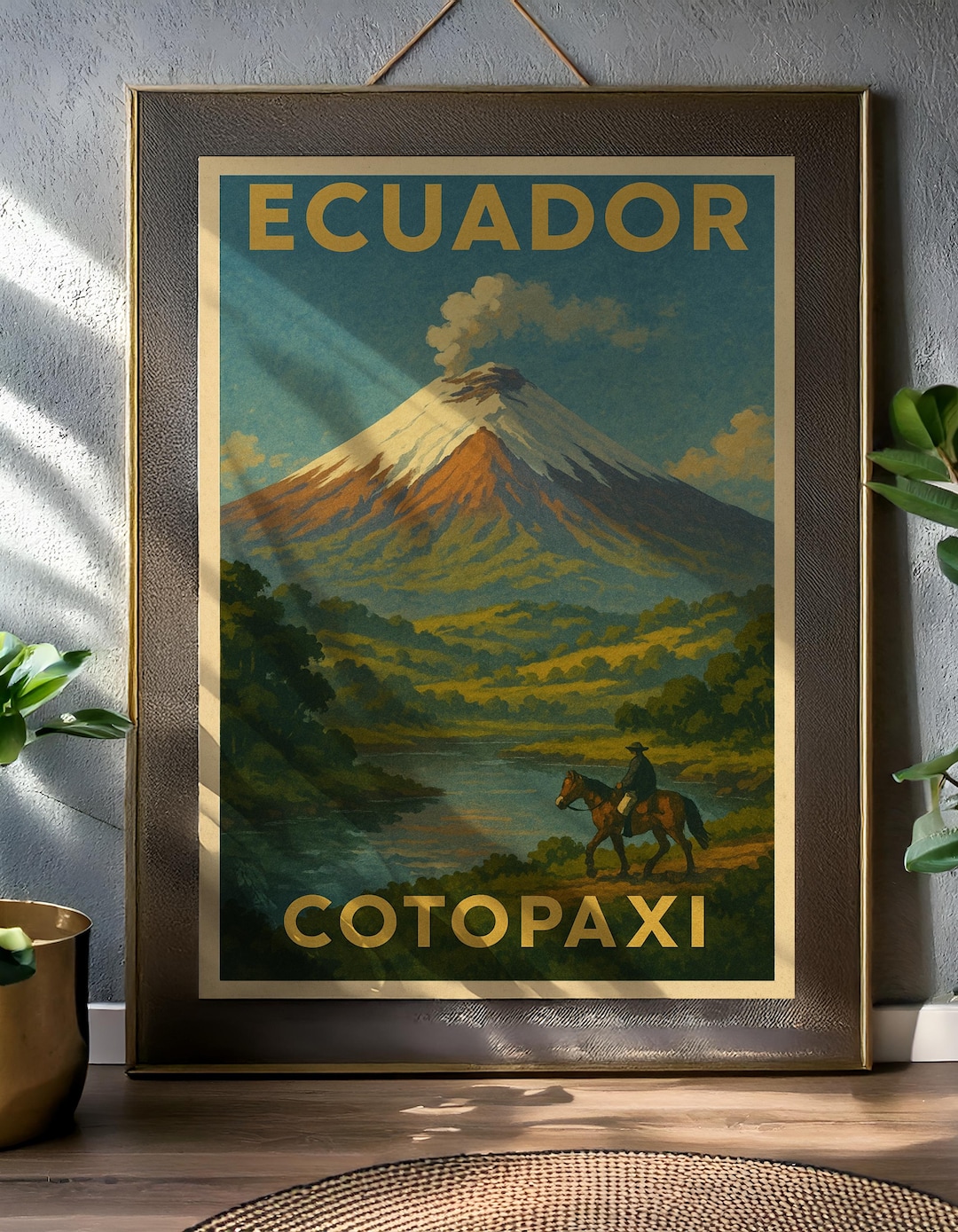 Vintage Ecuador Travel Poster – Cotopaxi Volcano Wall Art - Etsy