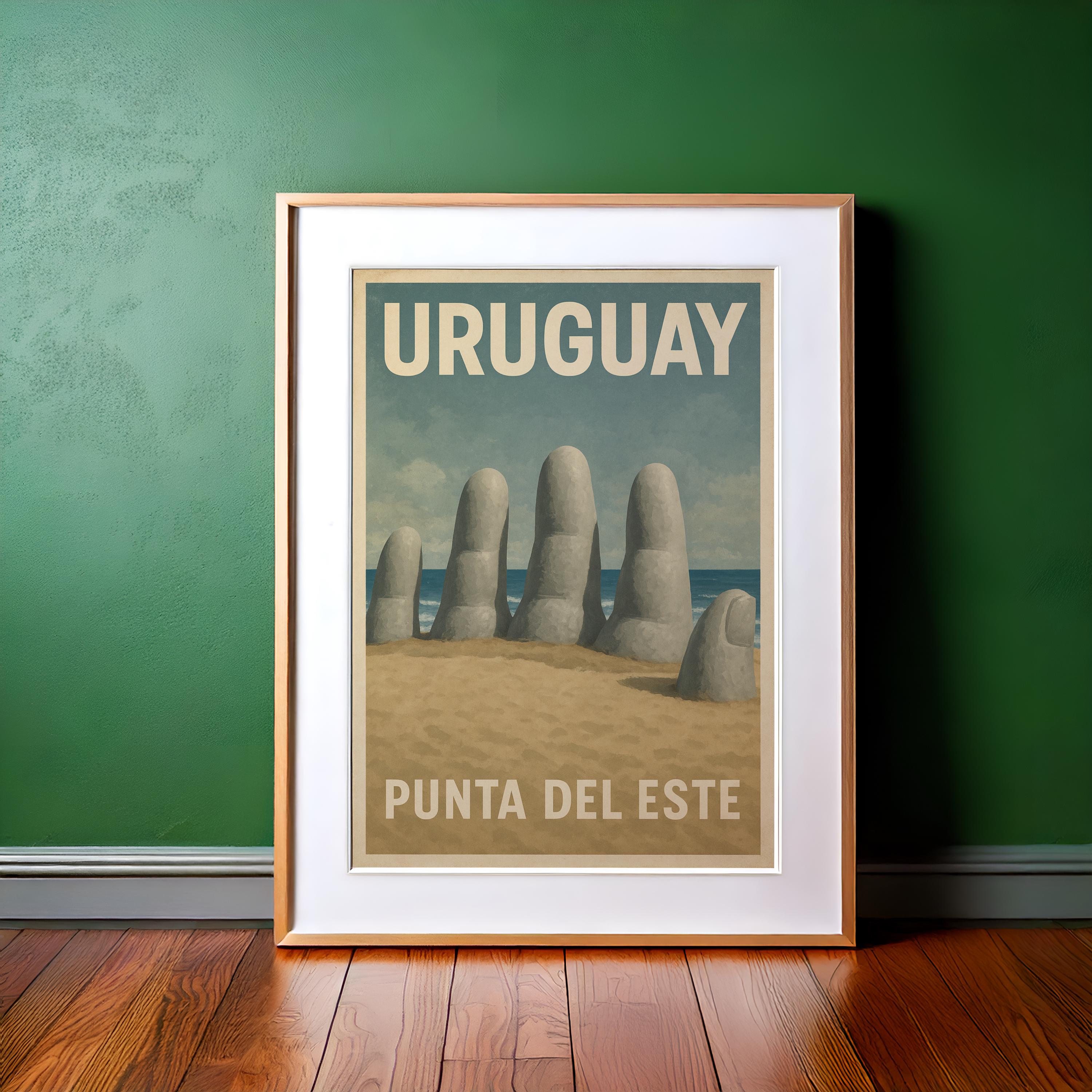 Vintage Uruguay Travel Poster – La Mano Punta Del Este Wall Art - Etsy