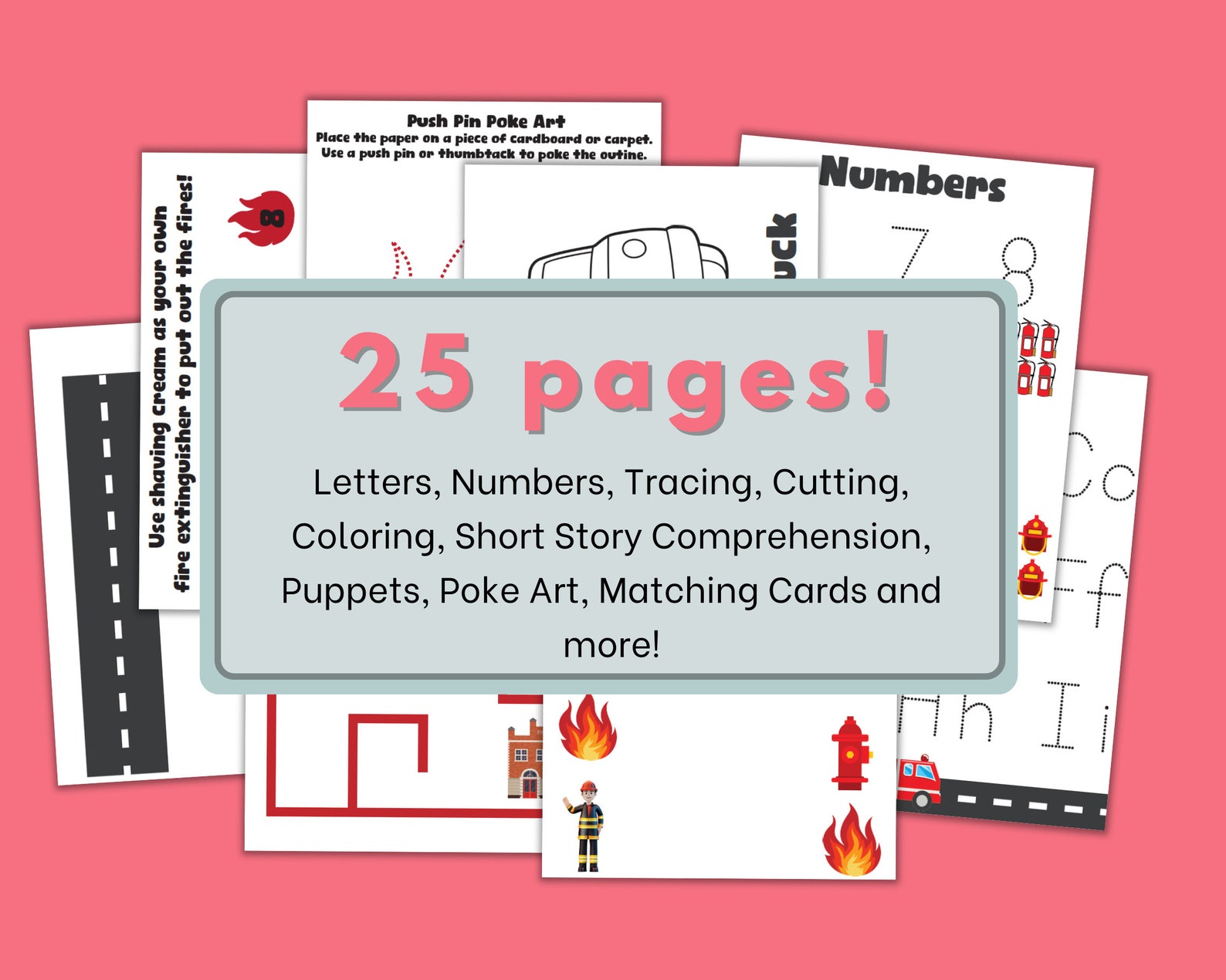 Firefighter Activity Bundle: Toddler Learning Worksheets (digital ...