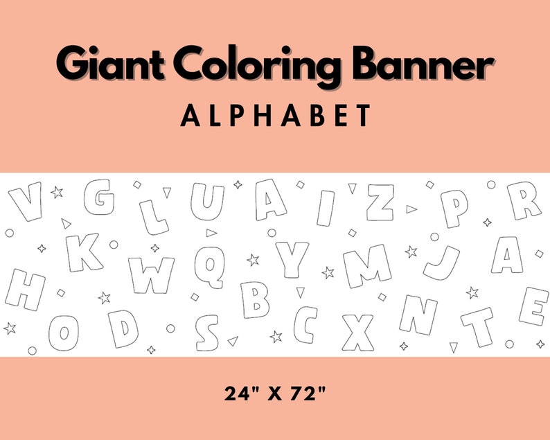 GIANT Alphabet Letters Coloring Poster Banner Paper Tablecloth 24 X 72 ...