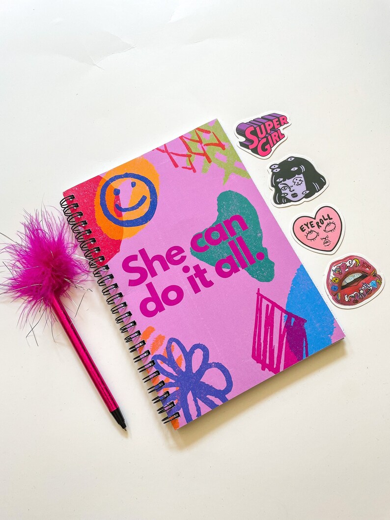 Aesthetic Y2K Notebook, Kawaii Notebook, Spiral Notebook With Cute ...