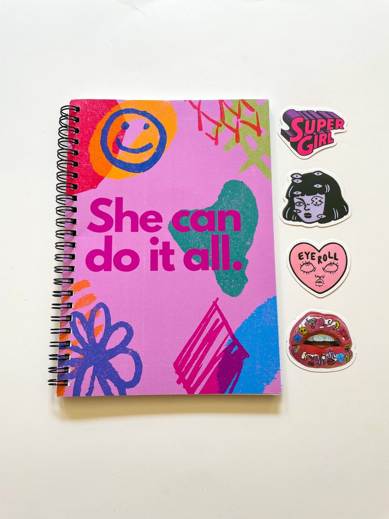 Aesthetic Y2K Notebook, Kawaii Notebook, Spiral Notebook With Cute ...