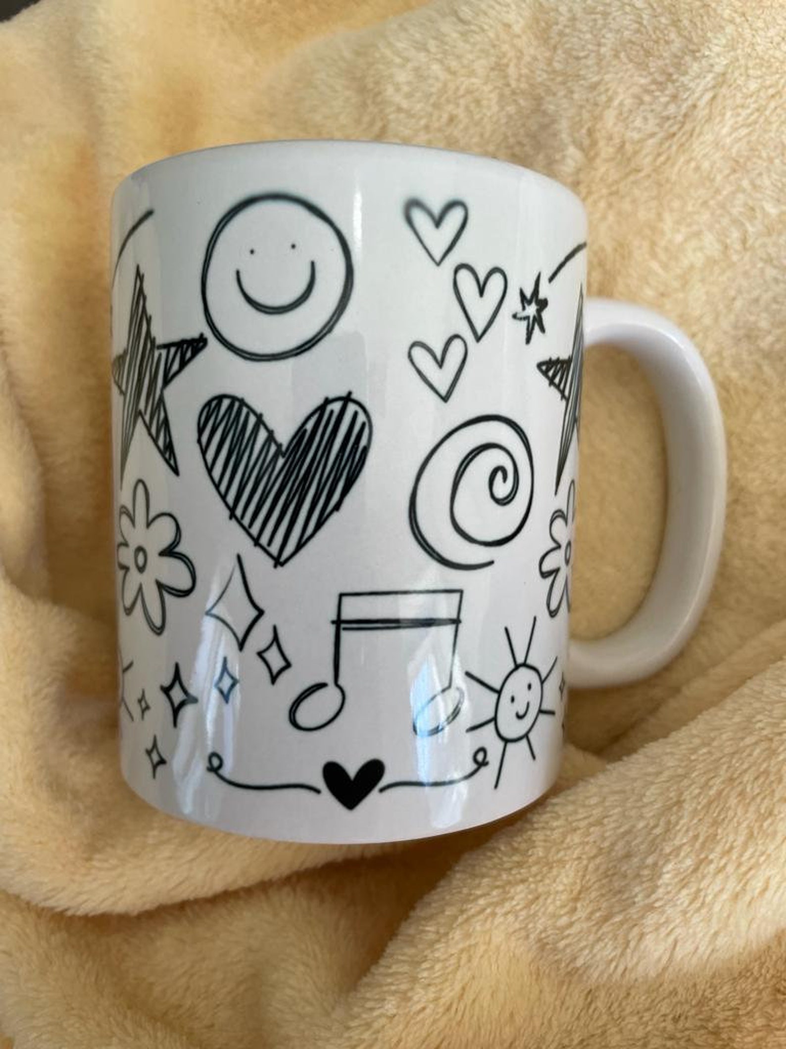 Random Y2K Doodles Ceramic Mug, Cute Kawaii Mug, Trendy Aesthetic Mug ...