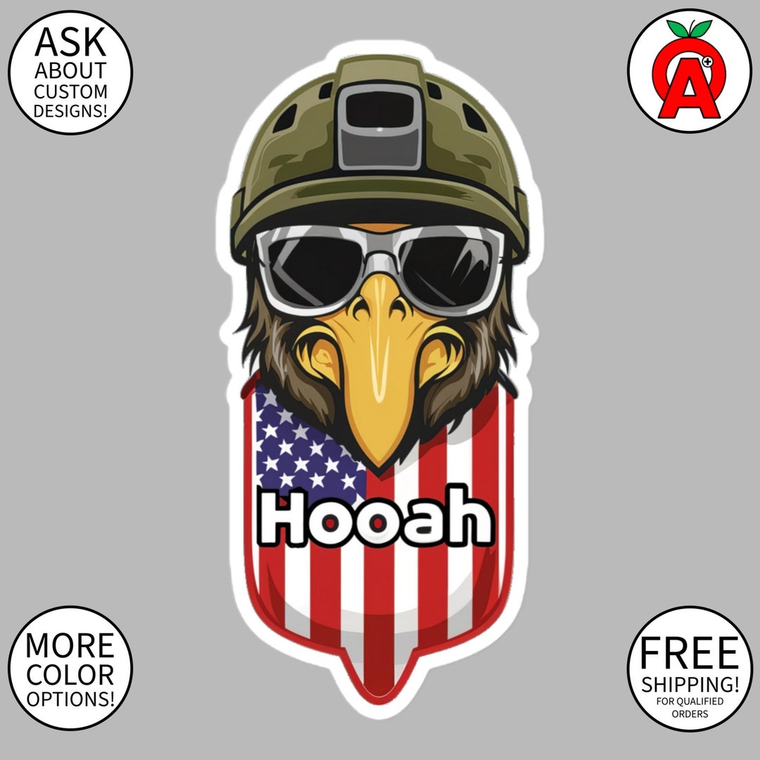 Hooah American Bald Eagle Military Vinyl Sticker Bubble-free Gifts for ...