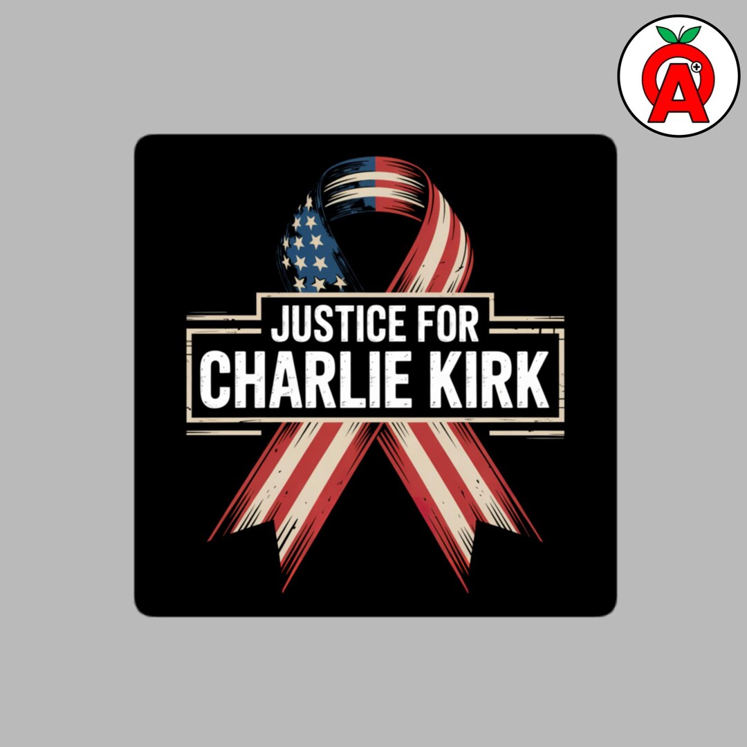 Justice for Charlie Kirk, Vinyl Bubble-free Sticker, American Flag ...