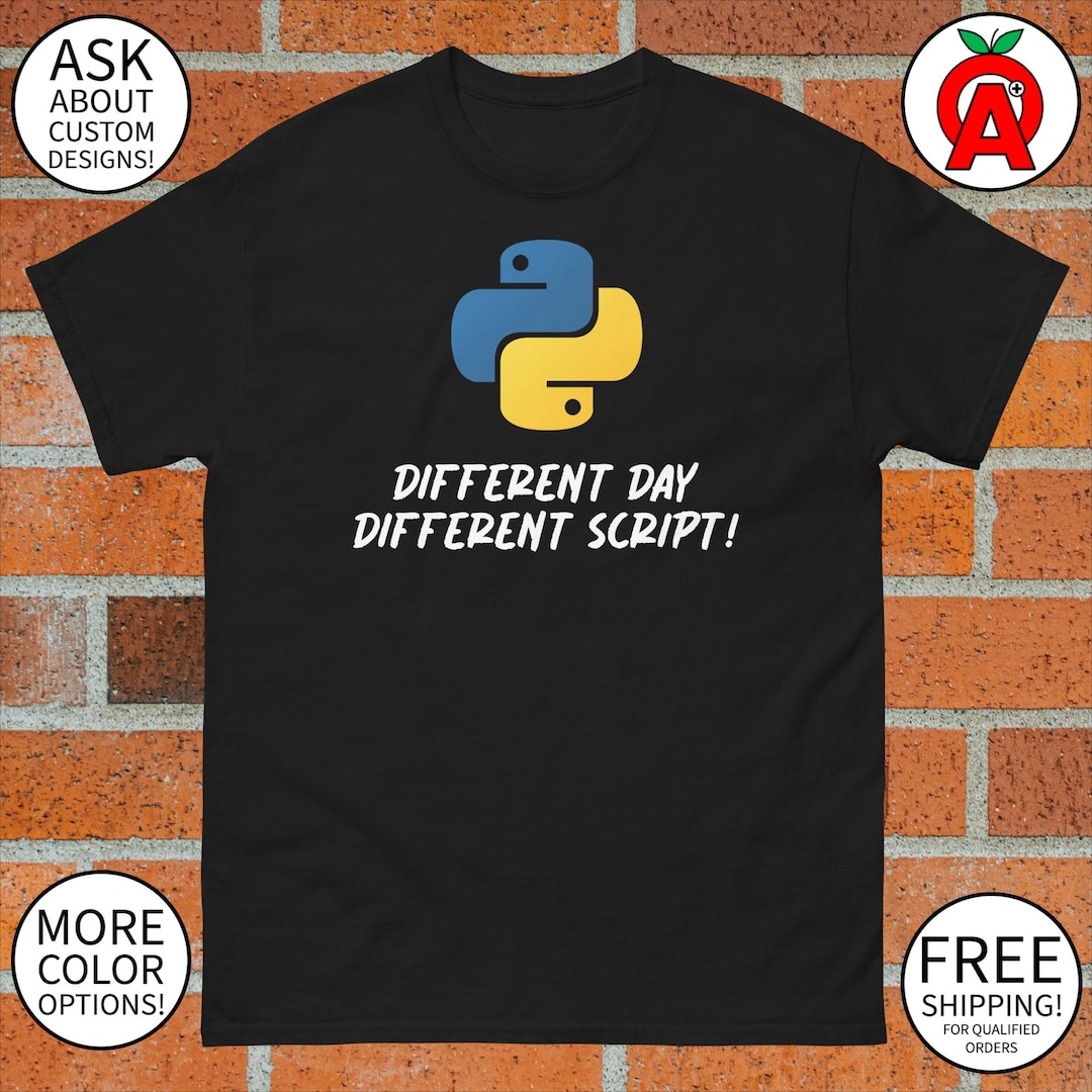 Python Programming Script Shirt - Unisex Mens Womens Tee - Etsy