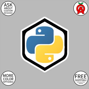 Python Programming Logo Vinyl Bubble-free Sticker - Superhero Shield ...