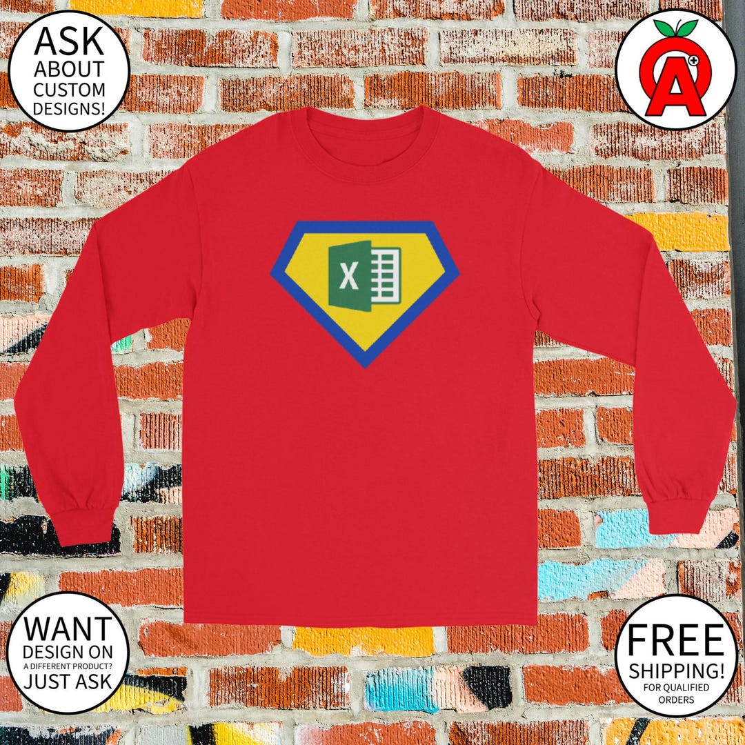 Microsoft Excel Icon Superhero Long-sleeve Shirt Gifts for Excel Power ...