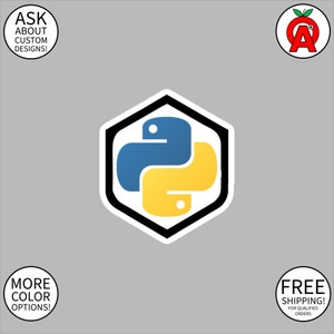 Python Programming Logo Vinyl Bubble-free Sticker - Superhero Shield ...
