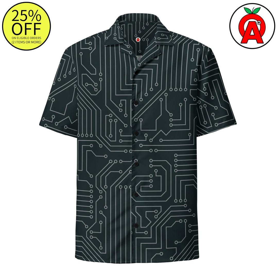 Circuit Board Button-up Shirt - Adult Unisex - Gifts for Electrical ...