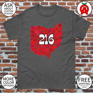 Cleveland Ohio 216 Area Code Love Red Hearts Map Unisex Shirt - Etsy