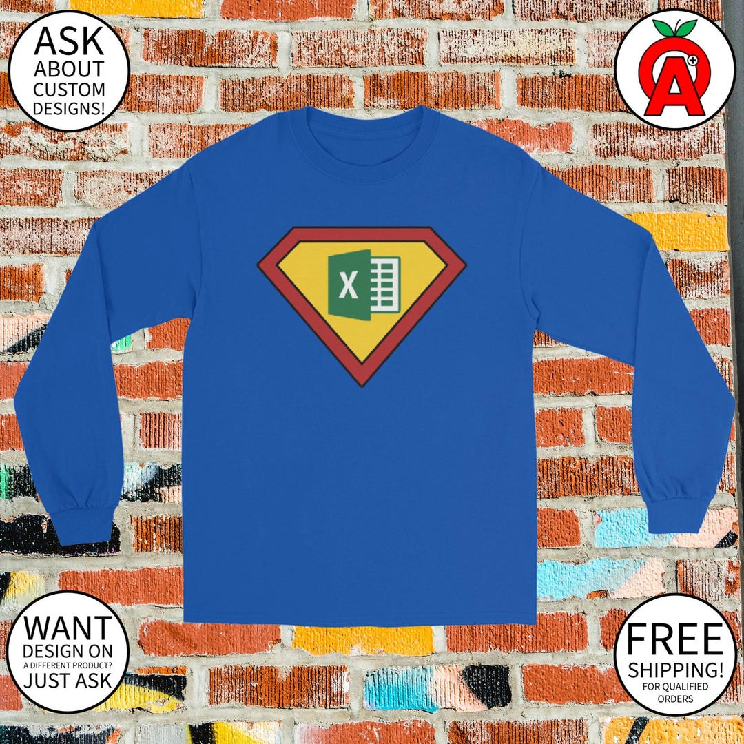 Microsoft Excel Icon Superhero Long-sleeve Shirt - Gifts for Excel ...