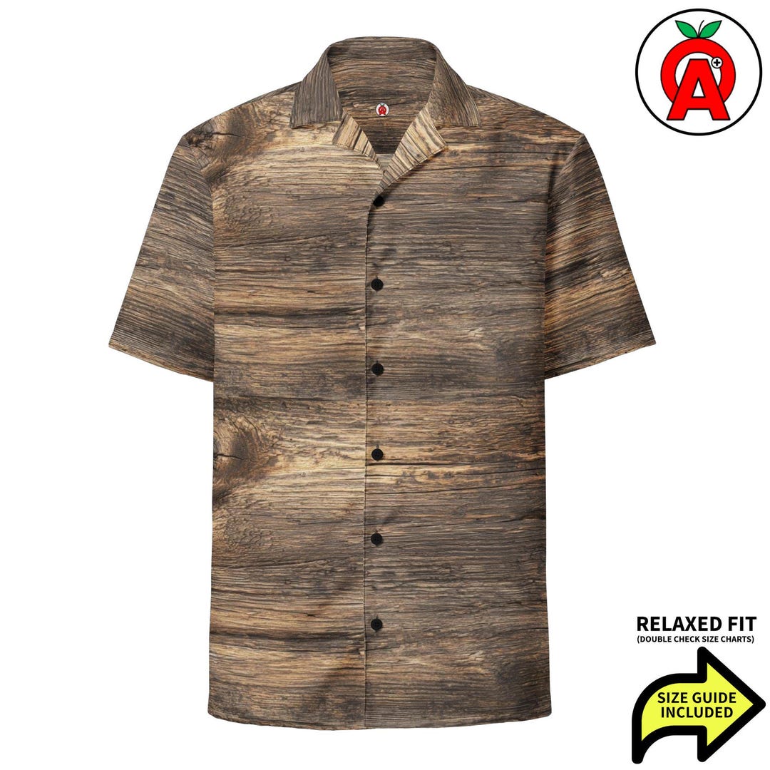 Stained Wood Pattern, Adult Unisex All-over Button up Shirt, Hawaiian ...