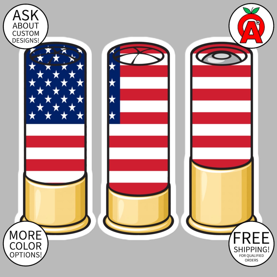 American Flag Shotgun Shells Sticker - Patriotic Gear for Clay & Trap ...