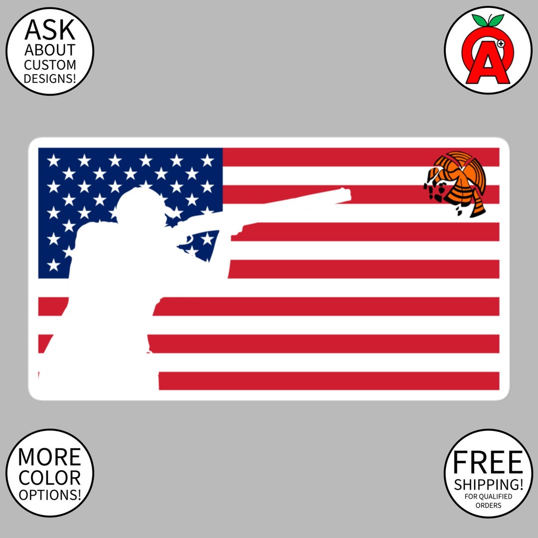 USA Flag Gun Shooter Vinyl Sticker for Patriots & Firearm Enthusiasts ...
