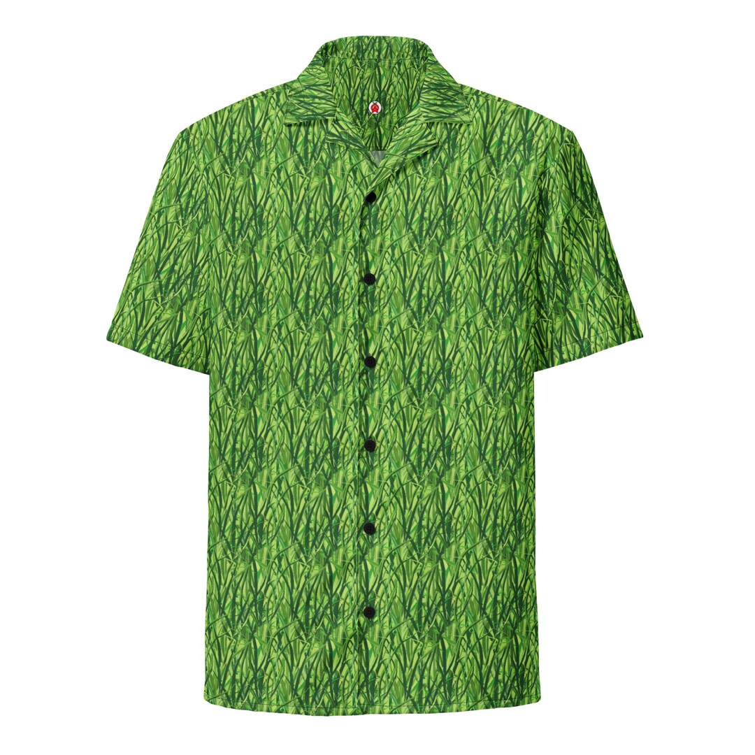 Grass Lawncare Turf Pattern, Adult Unisex All-over Relaxed Fit Button ...