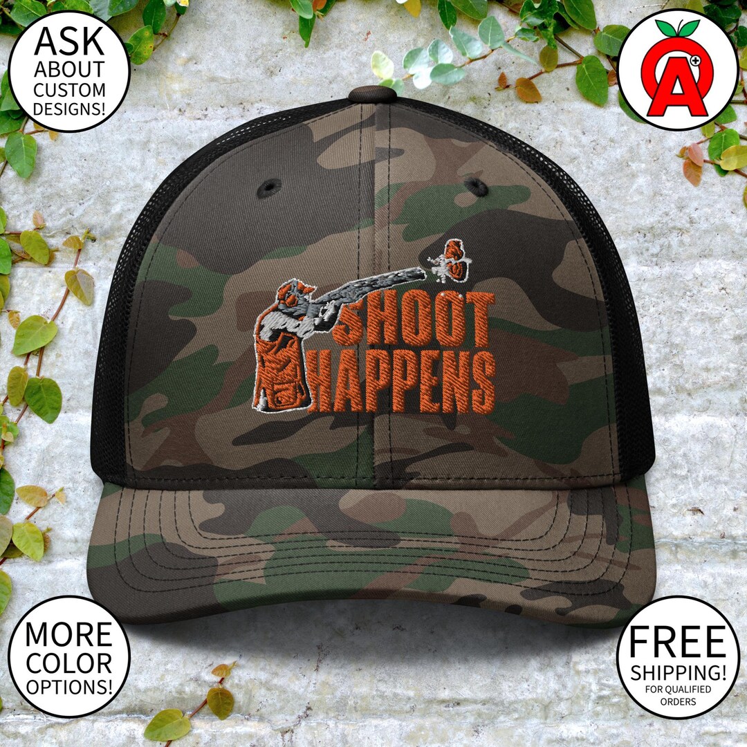 Skeet Trap Sporting Clay Funny Shooter Shoot Happens Shotgun Target Hat ...