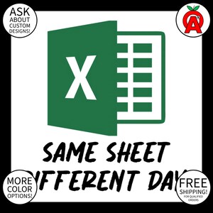 Microsoft Excel Logo Vinyl Bubble-free Sticker - Same Sheet Different Day - Planner Accessories ...