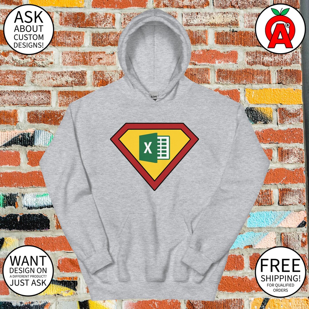 Microsoft Excel Superhero Hoodie for Data Wizards - Adult Unisex Gifts ...
